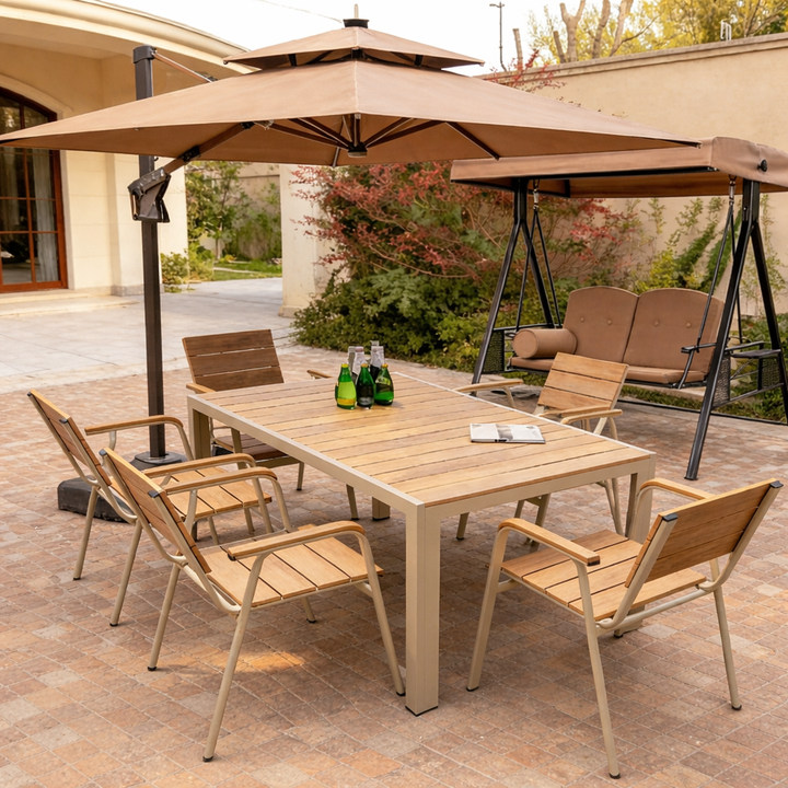 Waverly Outdoor Patio Set – 6 Seater with Umbrella & Swing – Designer ...