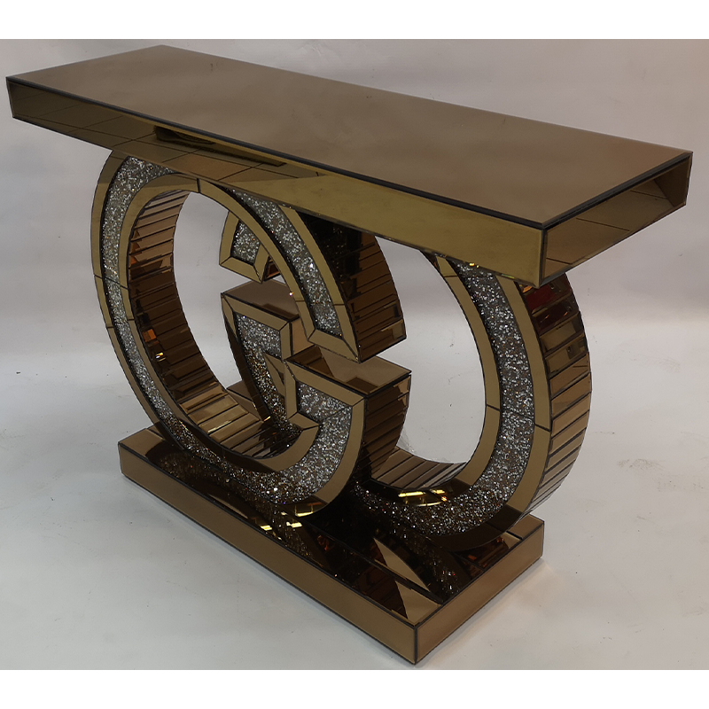Greta Rose Gold Mirrored Console Table – Designer Concepts - Furniture ...