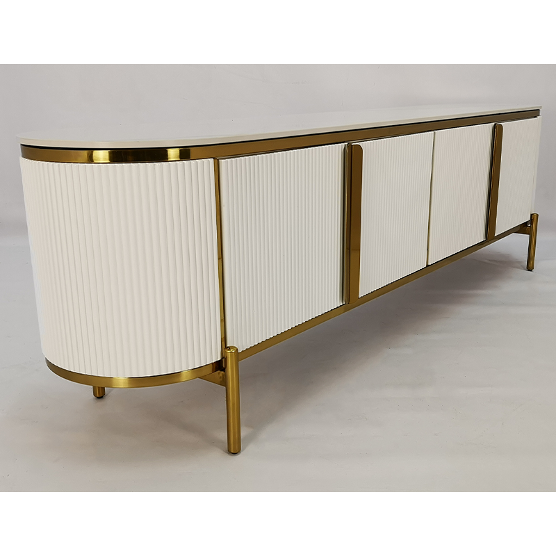 Sinead White Plasma Stand With Gold Accents – Designer Concepts ...